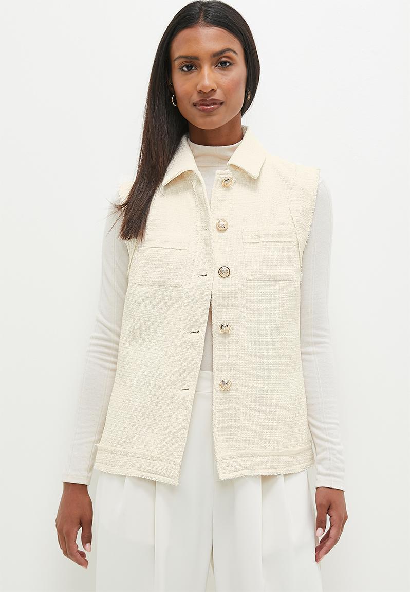 Sleeveless tweed jacket - ecru edit Jackets | Superbalist.com