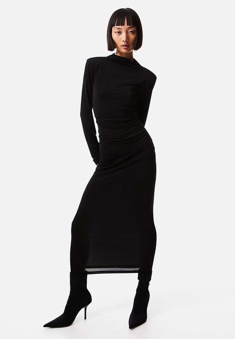Draped jersey dress - black . - 1203922001