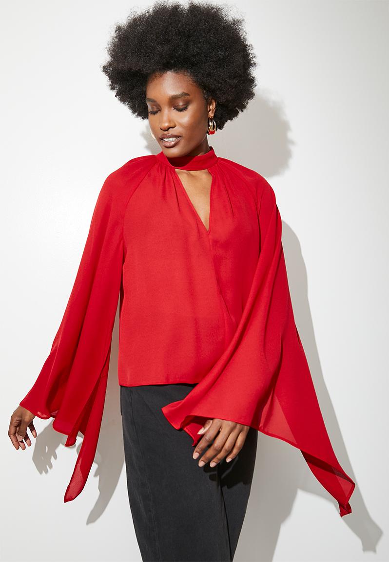 Keyhole cape blouse - salsa