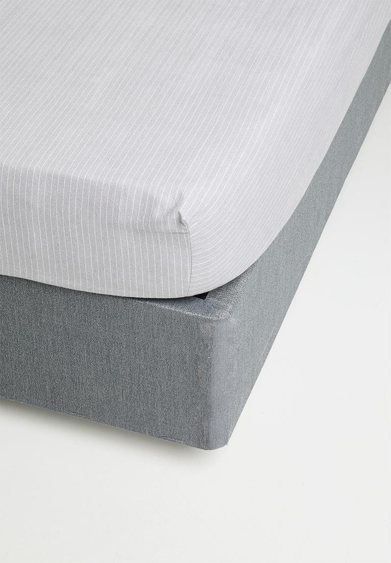 Herringbone brushed cotton winter fitted sheet - grey