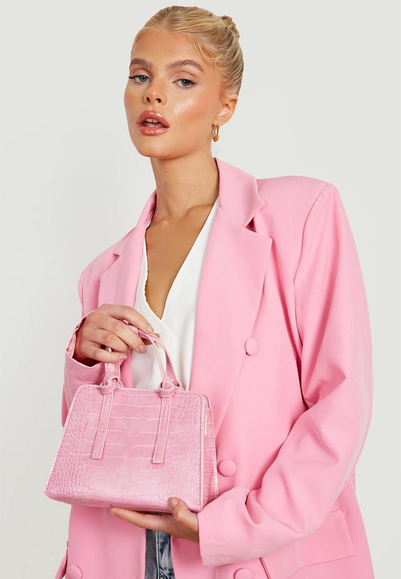 Mini croc crossbody bag - pink