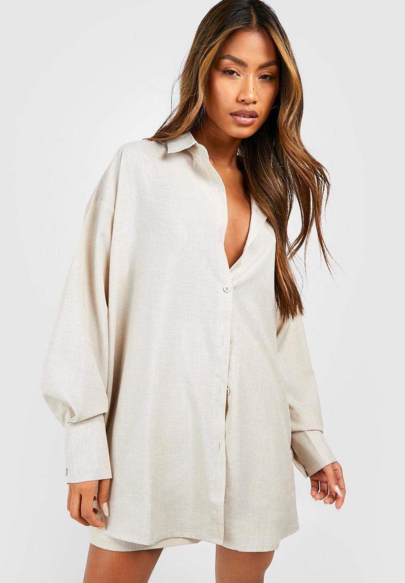 Lightweight marl oversized shirt - sand