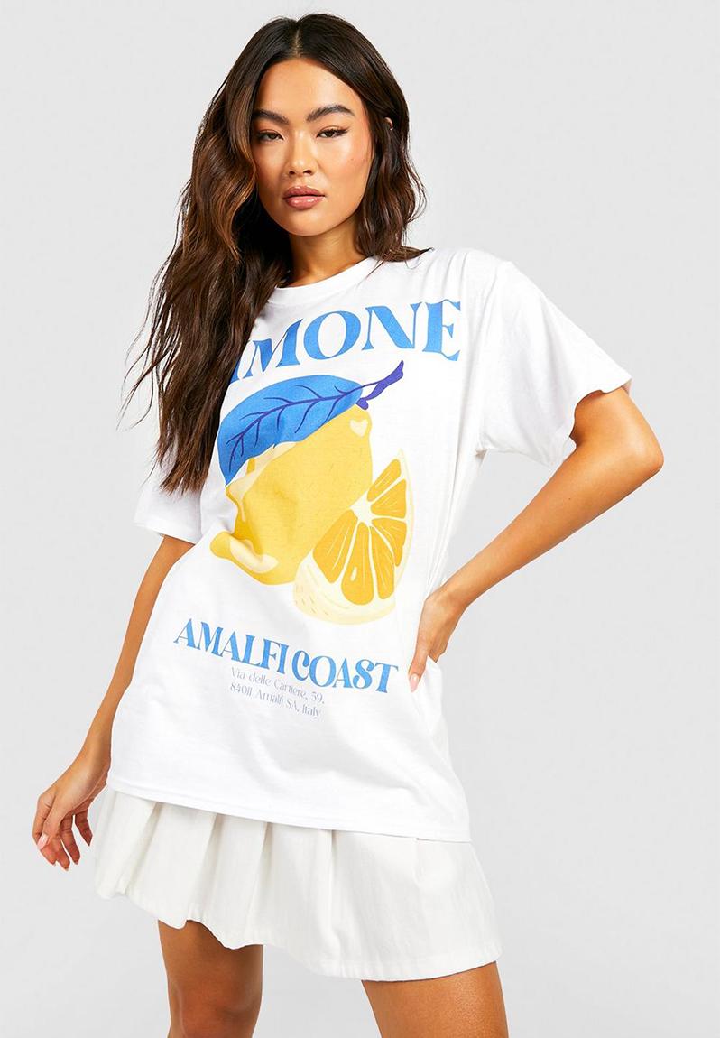 Lemon graphic oversized t-shirt - white boohoo T-Shirts, Vests & Camis ...