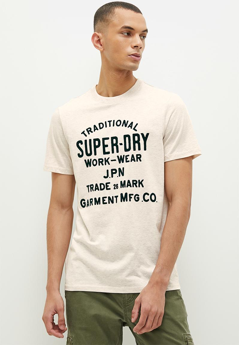 Athletic script graphic tee - oat cream marl