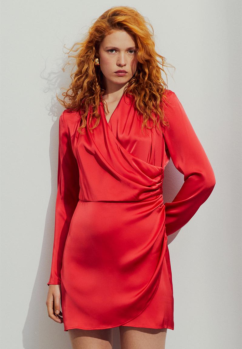 Draped wrap dress - red - 1197064003 H&M Formal | Superbalist.com