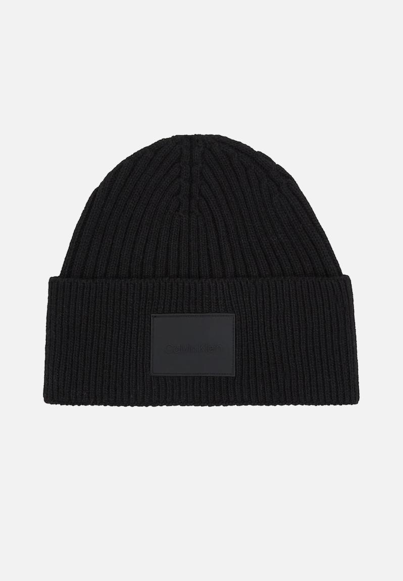 Tonal Rubber Patch Beanie - CK Black