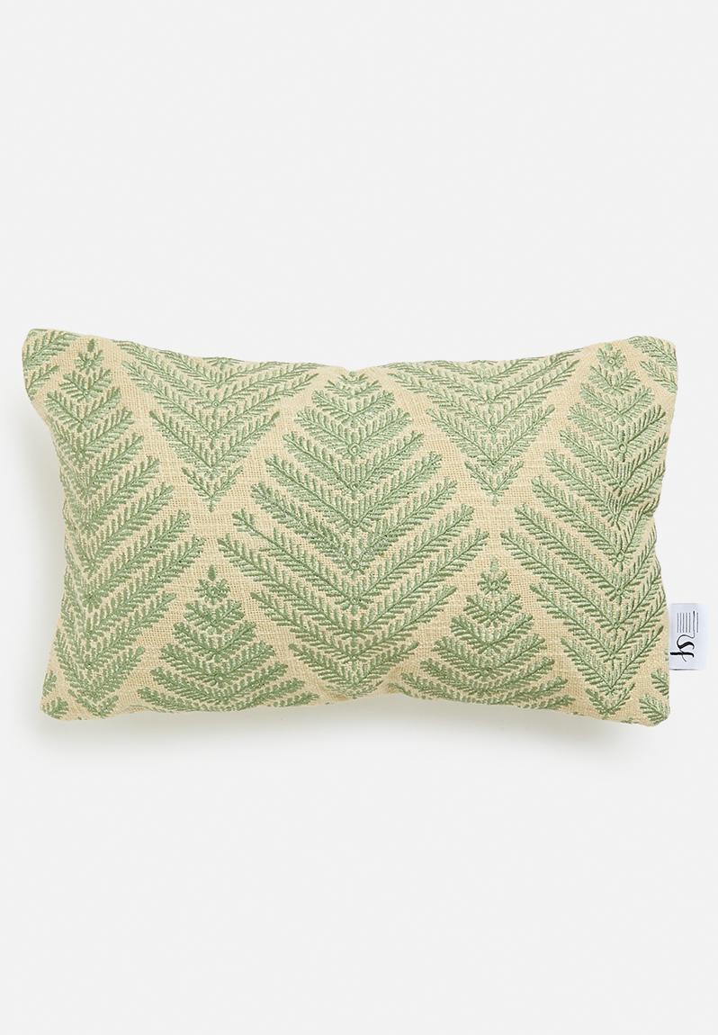 Fern embroidered cushion cover - green Sixth Floor Cushions & Throws ...