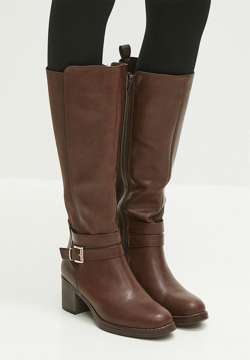 Gabriella block heel boot - chocolate