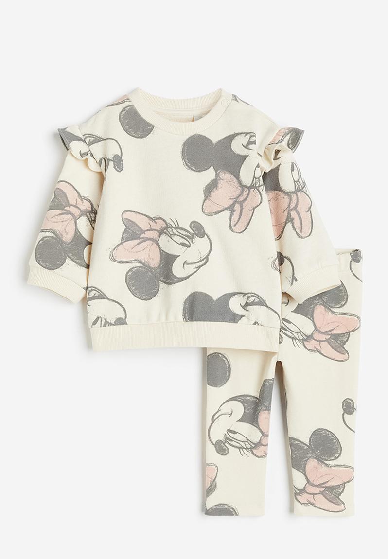 2-piece printed cotton set - light beige/minnie mouse - 1089774015
