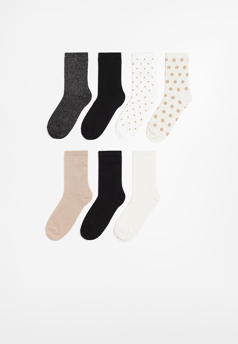 7-pack socks - black/white/beige - 0683001077