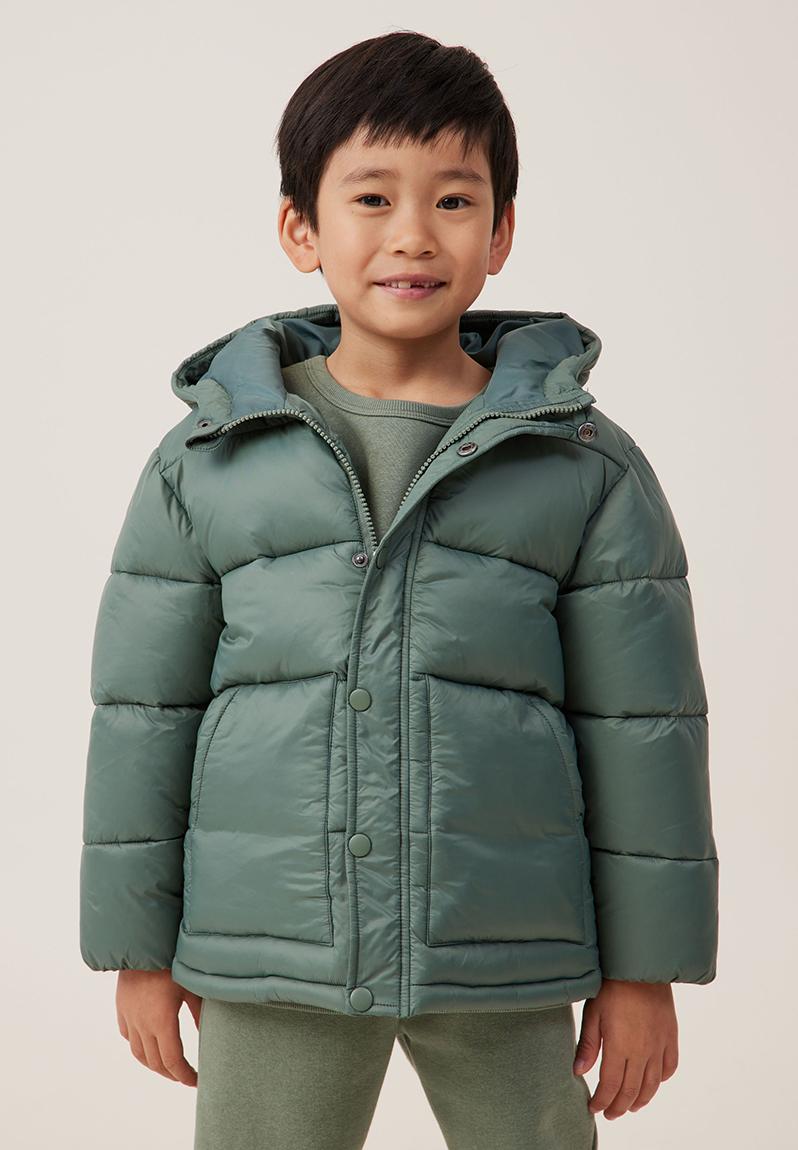 Hunter hooded puffer jacket - swag green Cotton On Jackets & Knitwear ...