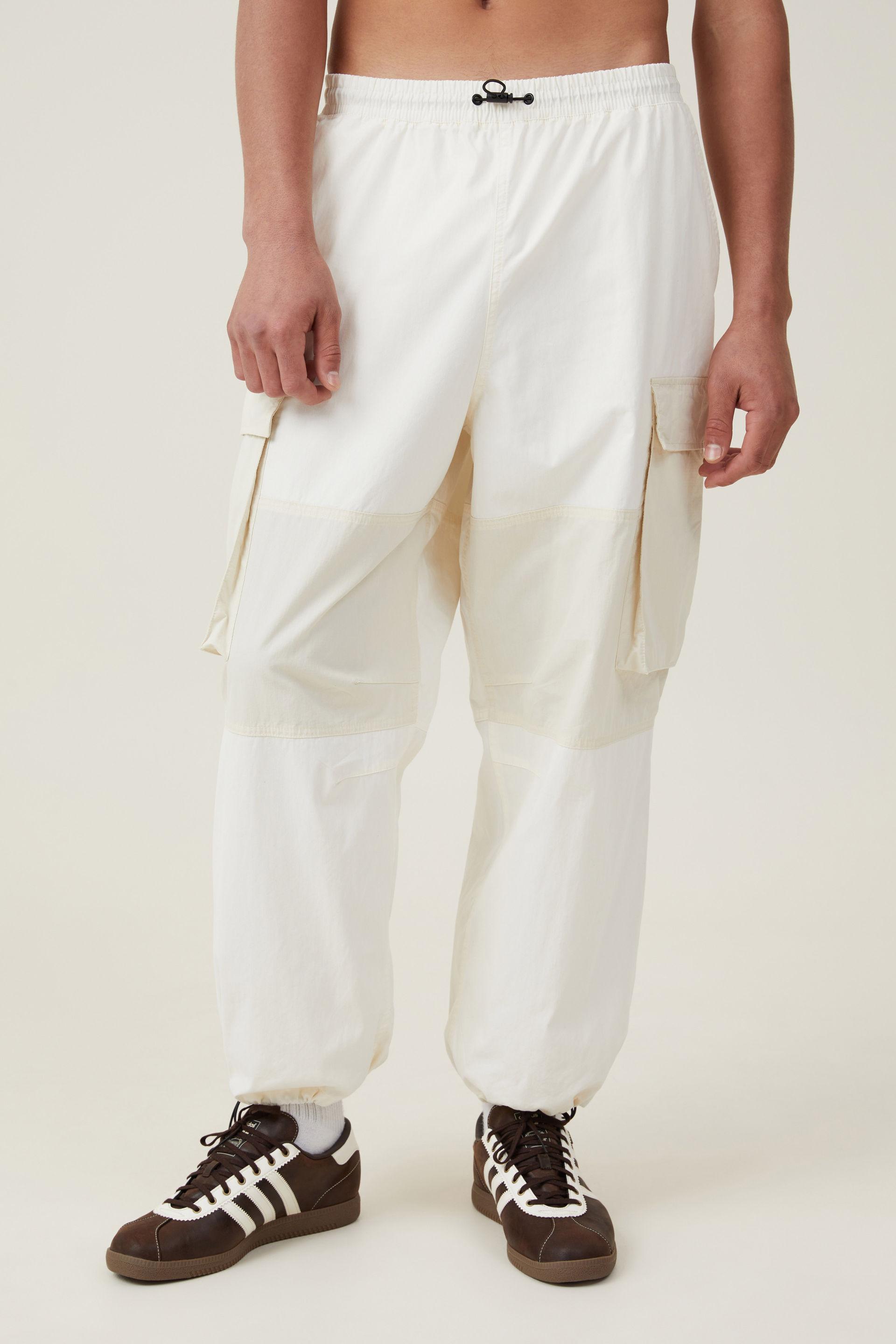 Parachute Super Baggy Pant - Ecru Knee Panel Cotton On Pants & Chinos ...
