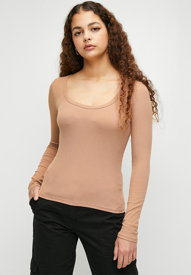 Staple Rib Scoop Neck Long Sleeve Top - Acorn Ii Cotton On T-Shirts ...