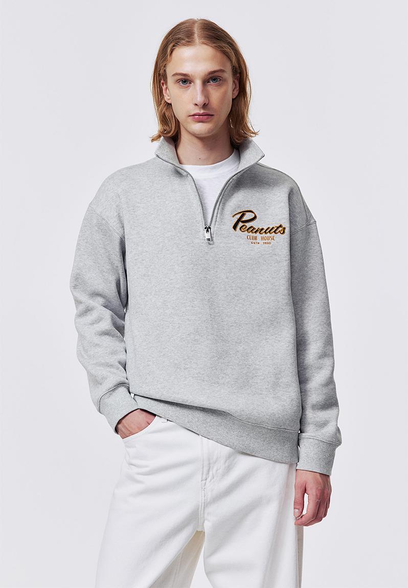 Relaxed fit zip-top sweatshirt - grey marl/snoopy - 1117752005
