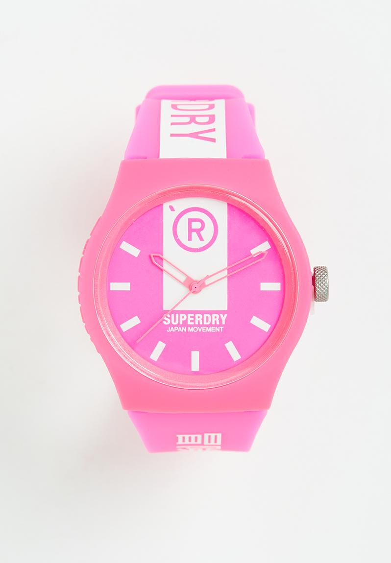 Superdry silicone watch - pink/white