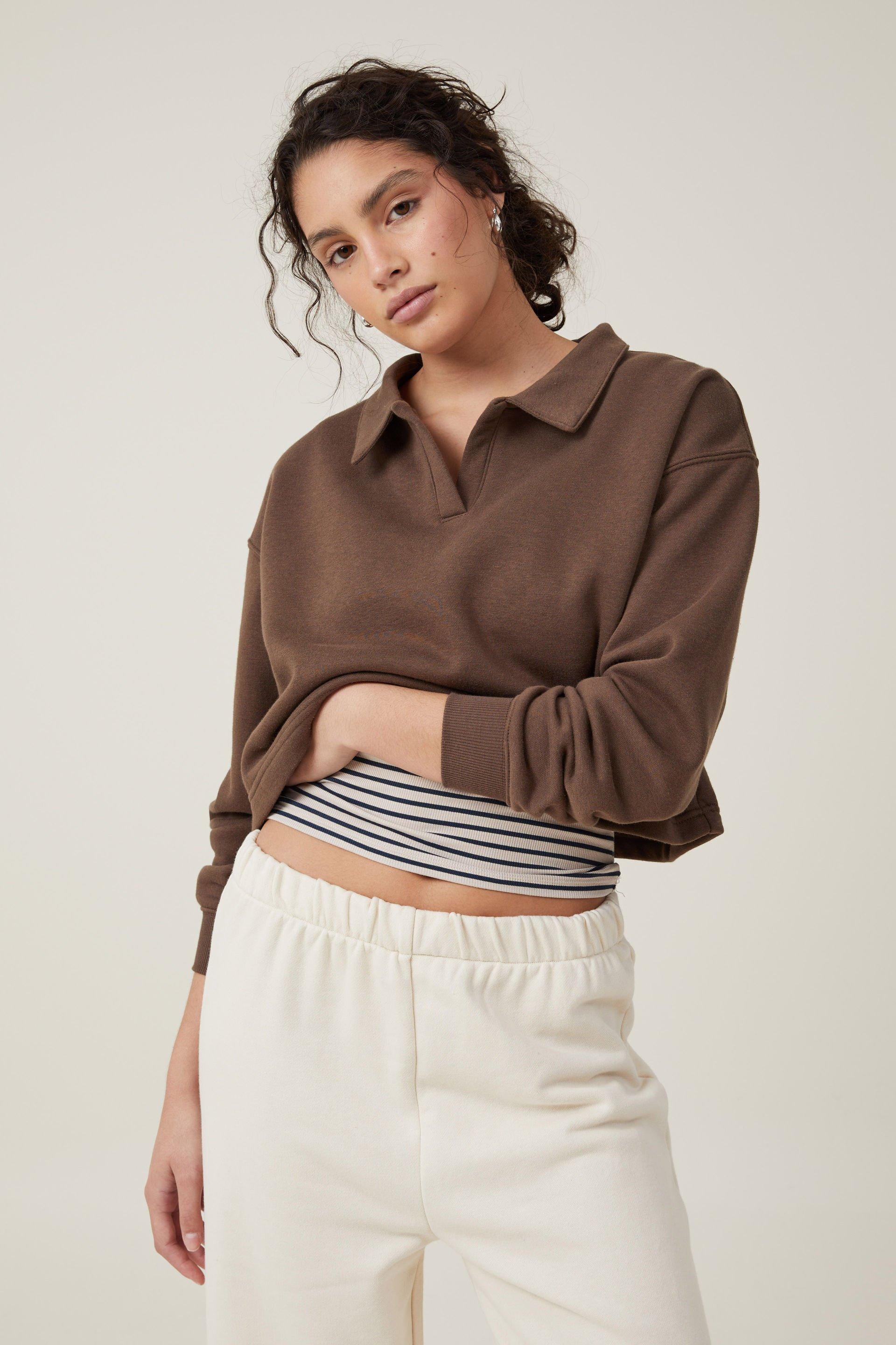 Classic Fleece Collared Sweatshirt - Espresso