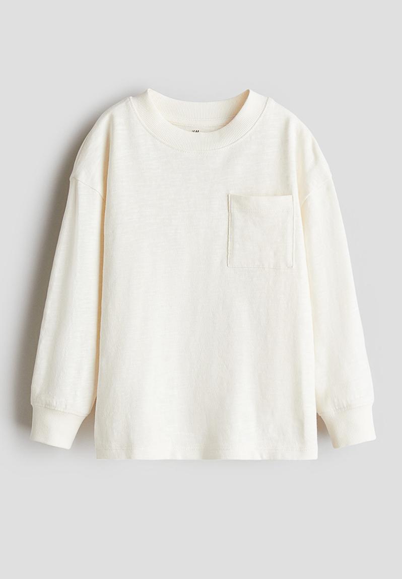 Long-sleeved slub jersey t-shirt - white - 1231535002