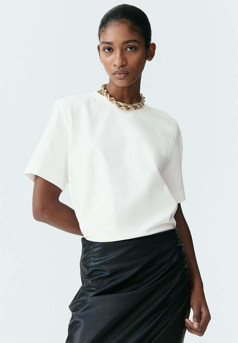 Shoulder-pad t-shirt - white - 1220540002