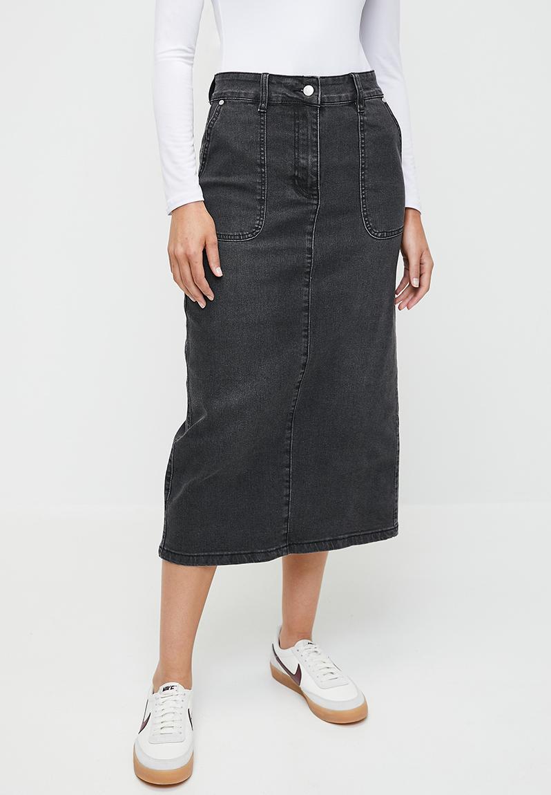 Denim Skirt with Back Slit -Black Me&B Skirts | Superbalist.com