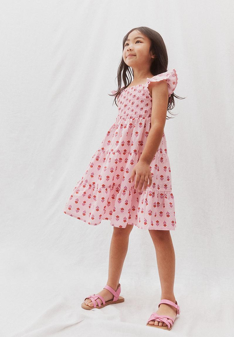 Amy tiered dress - blush pink/elodie flower stamp