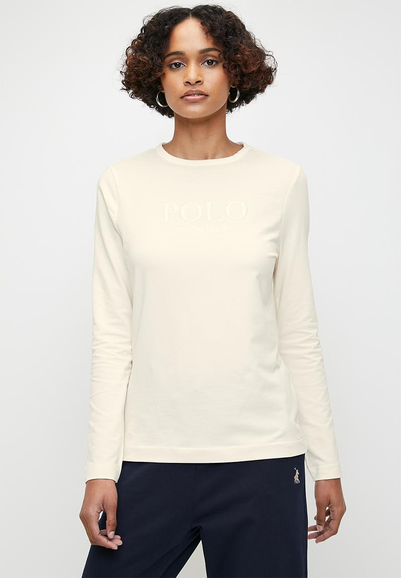 Zyanda Long Sleeve Logo T-Shirt - Ecru POLO T-Shirts, Vests & Camis ...