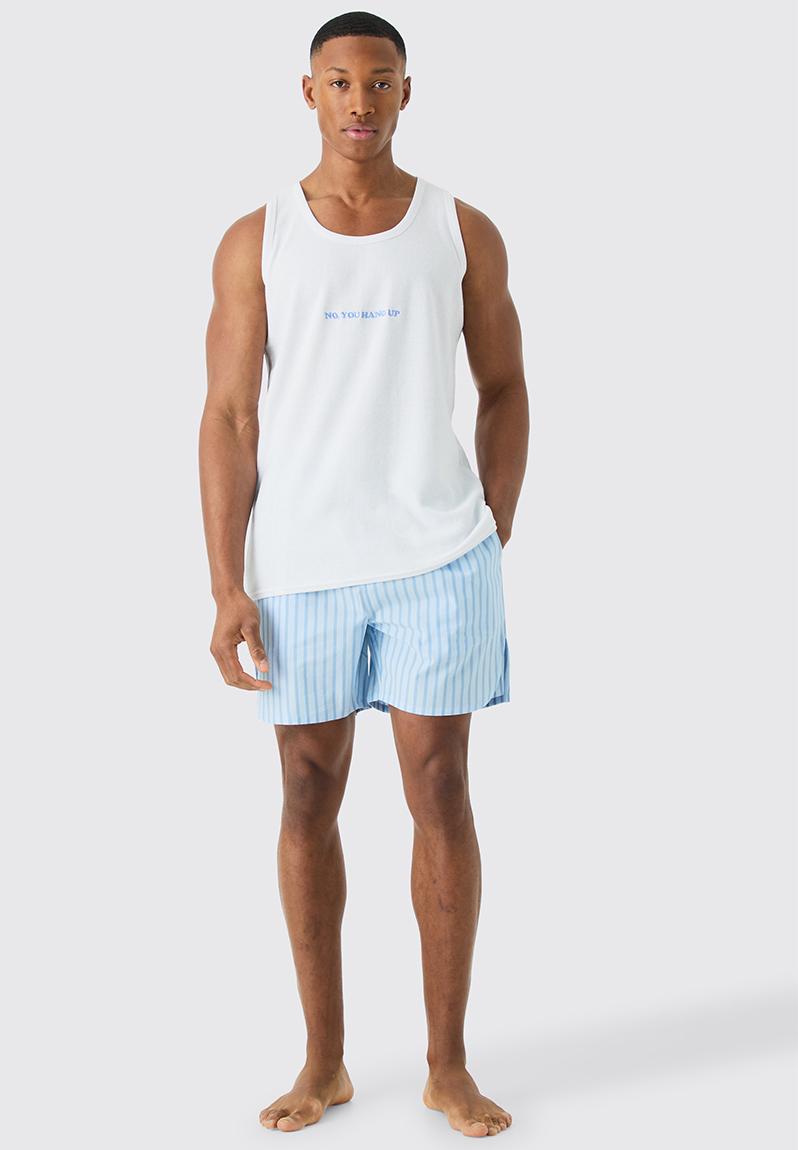 Waffle slogan lounge vest - white