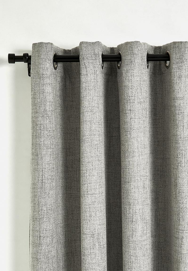 Textured Weave Lined Eyelet Curtain - Grey