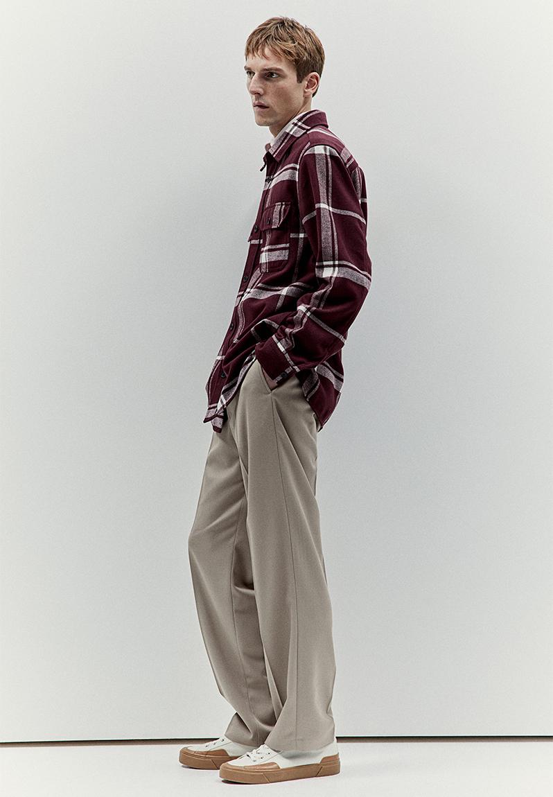 Overshirt - dark red/checked - 0875217048