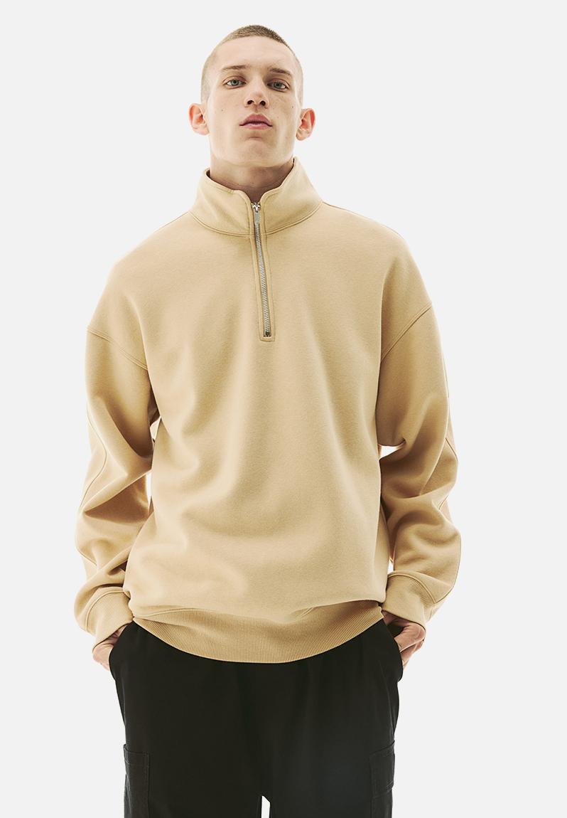 Thermolite® loose fit zip-top sweatshirt - beige - 1116078005