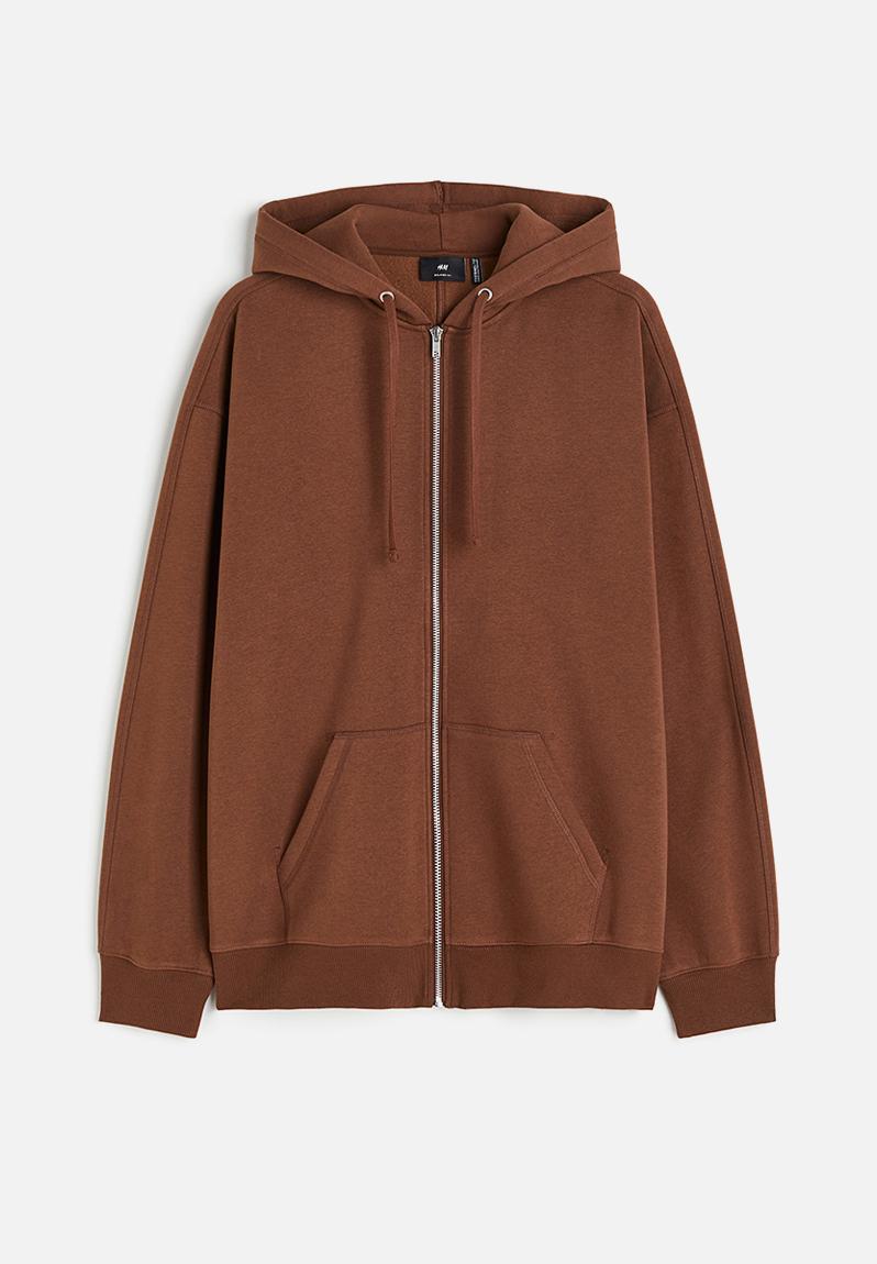 Thermolite? loose fit zip-through hoodie - brown - 1200465003