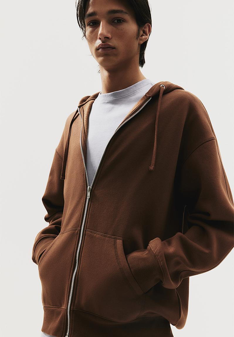 Thermolite? loose fit zip-through hoodie - brown - 1200465003 H&M ...