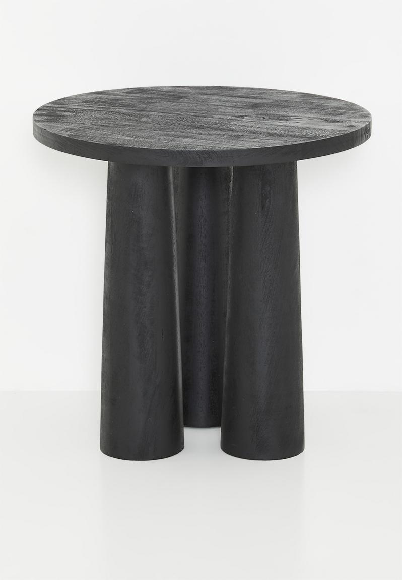 Luna wooden Round Side Table-Black