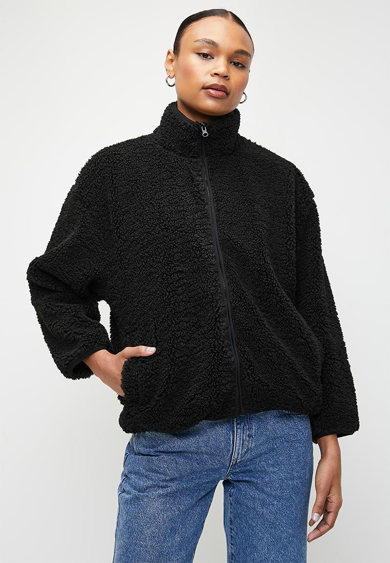 Teddy Zip Through-Black Cotton On Jackets | Superbalist.com