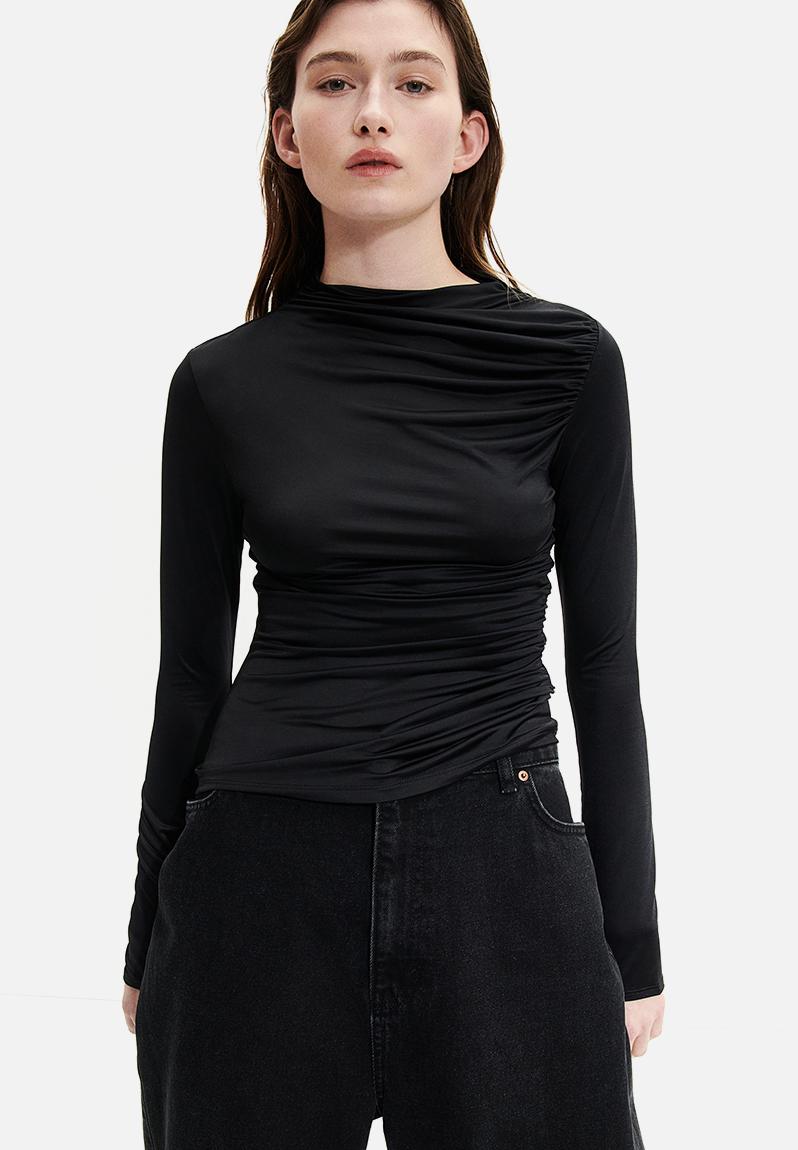 Draped jersey top - black - 1207271001