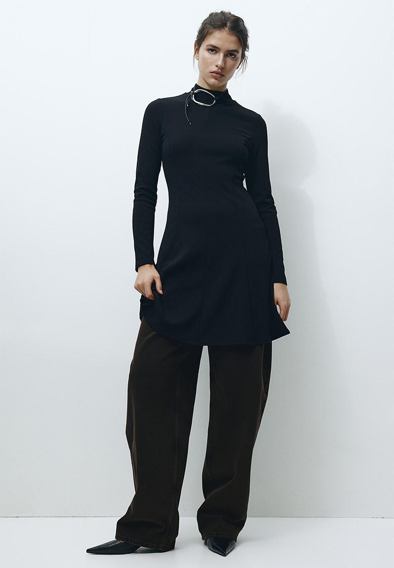 Turtleneck jersey dress - black - 1217809001