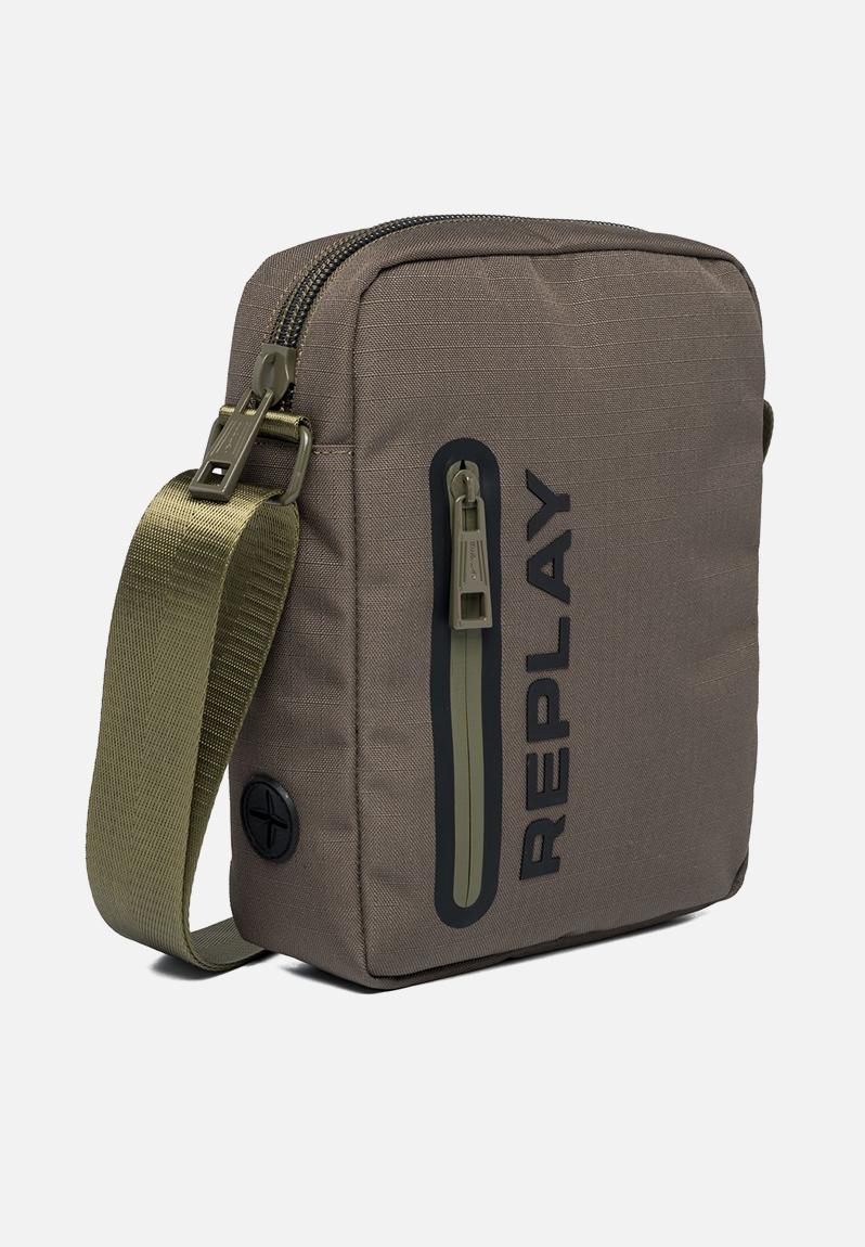 Polyester ripstop + waxed poly ripstop bag - military green Replay Bags ...