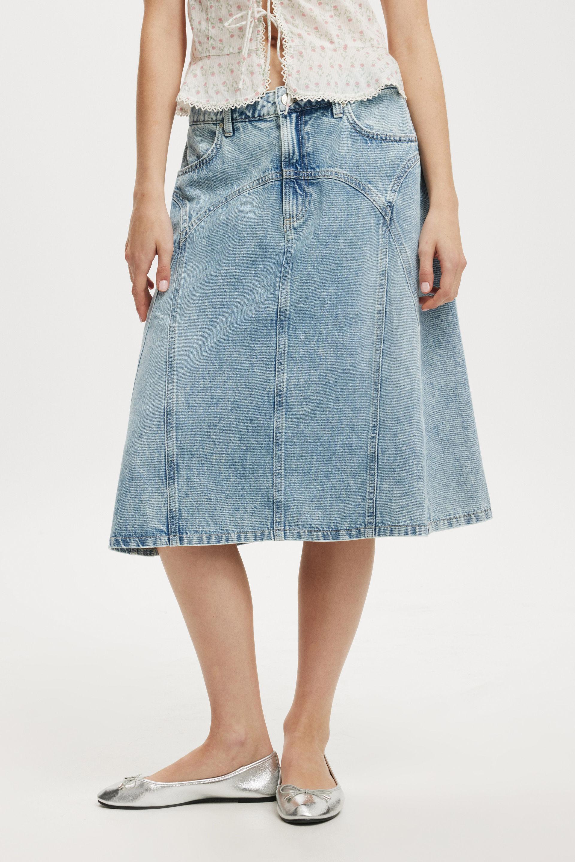 Bowie Denim Midi Skirt-Oasis Blue