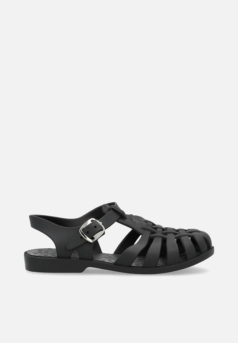 Closed Toe Jelly Sandals Black Pop Candy Shoes