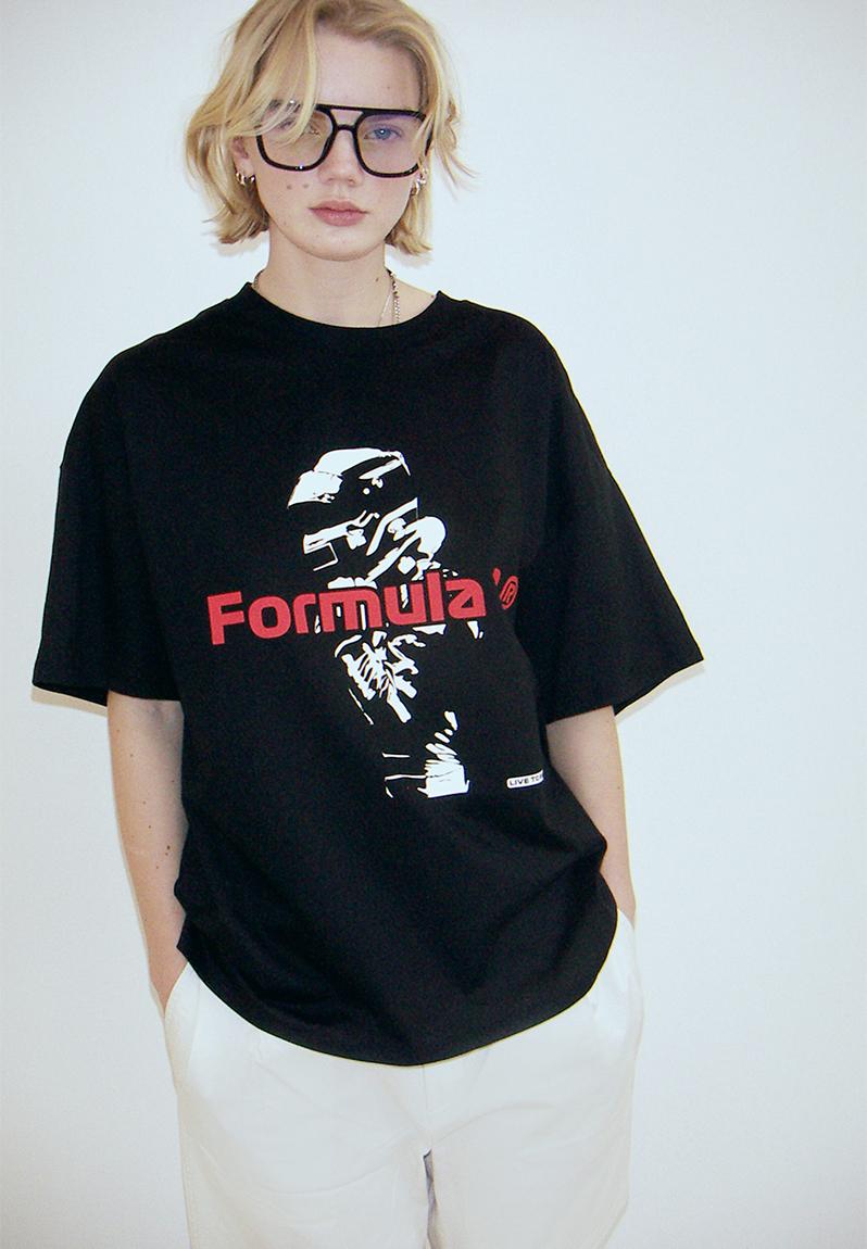 Oversized printed t-shirt - black/formula 1 - 1198284018 H&M T-Shirts ...