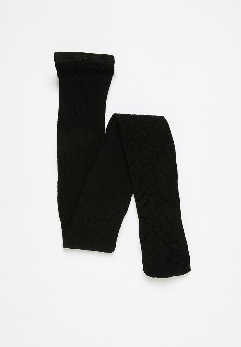 Heart print stockings - black