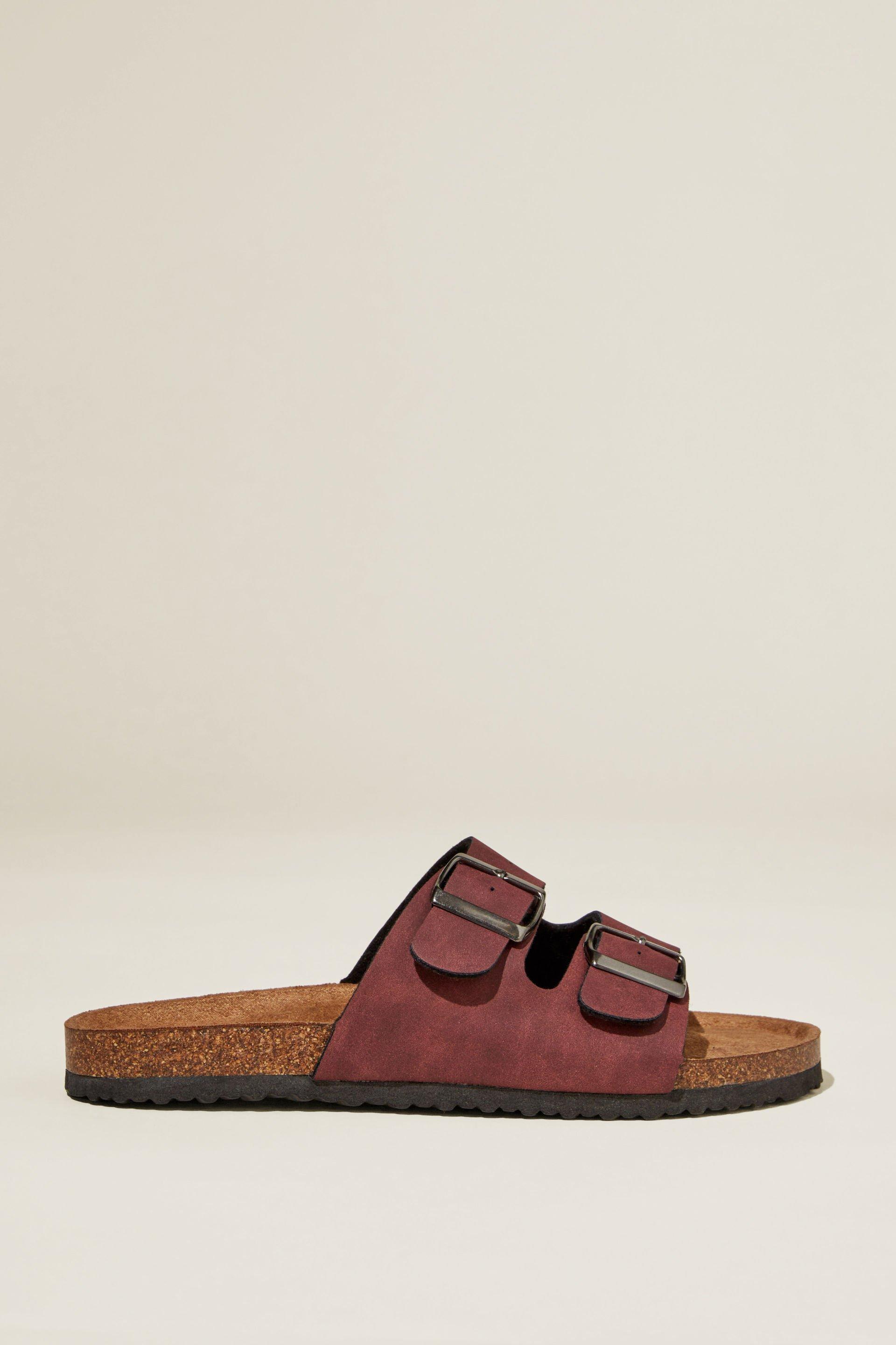 Rex double buckle slide - cherry nubuck