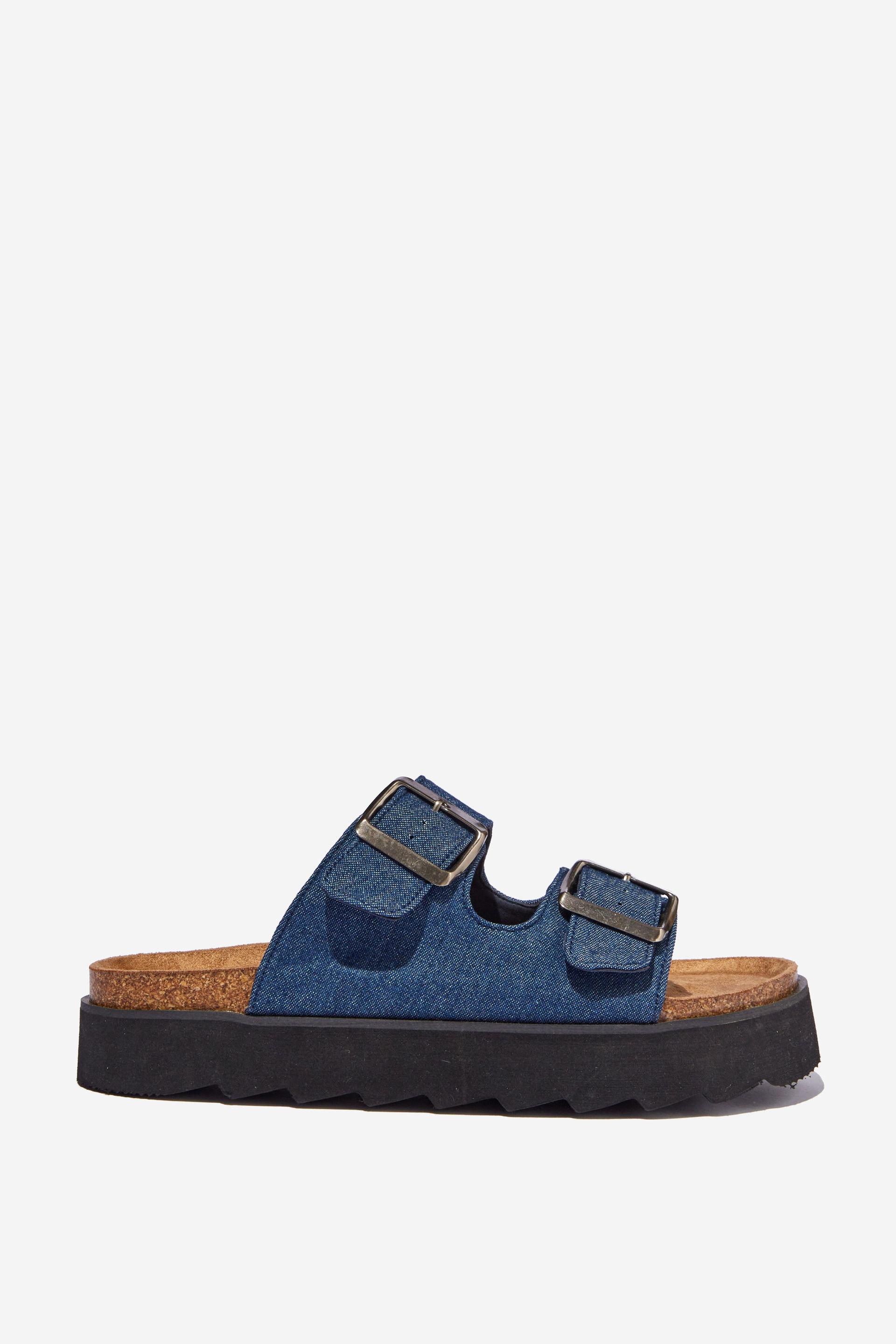 Rex flatform buckle slide - blue denim
