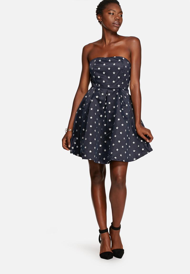 Silver Star Mesh Dress - Navy