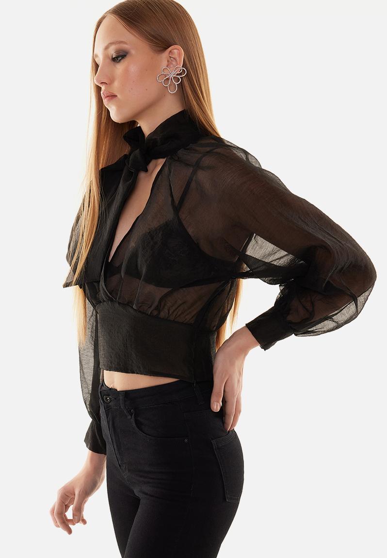 Sheer Look Blouse - Black Trendyol Blouses | Superbalist.com