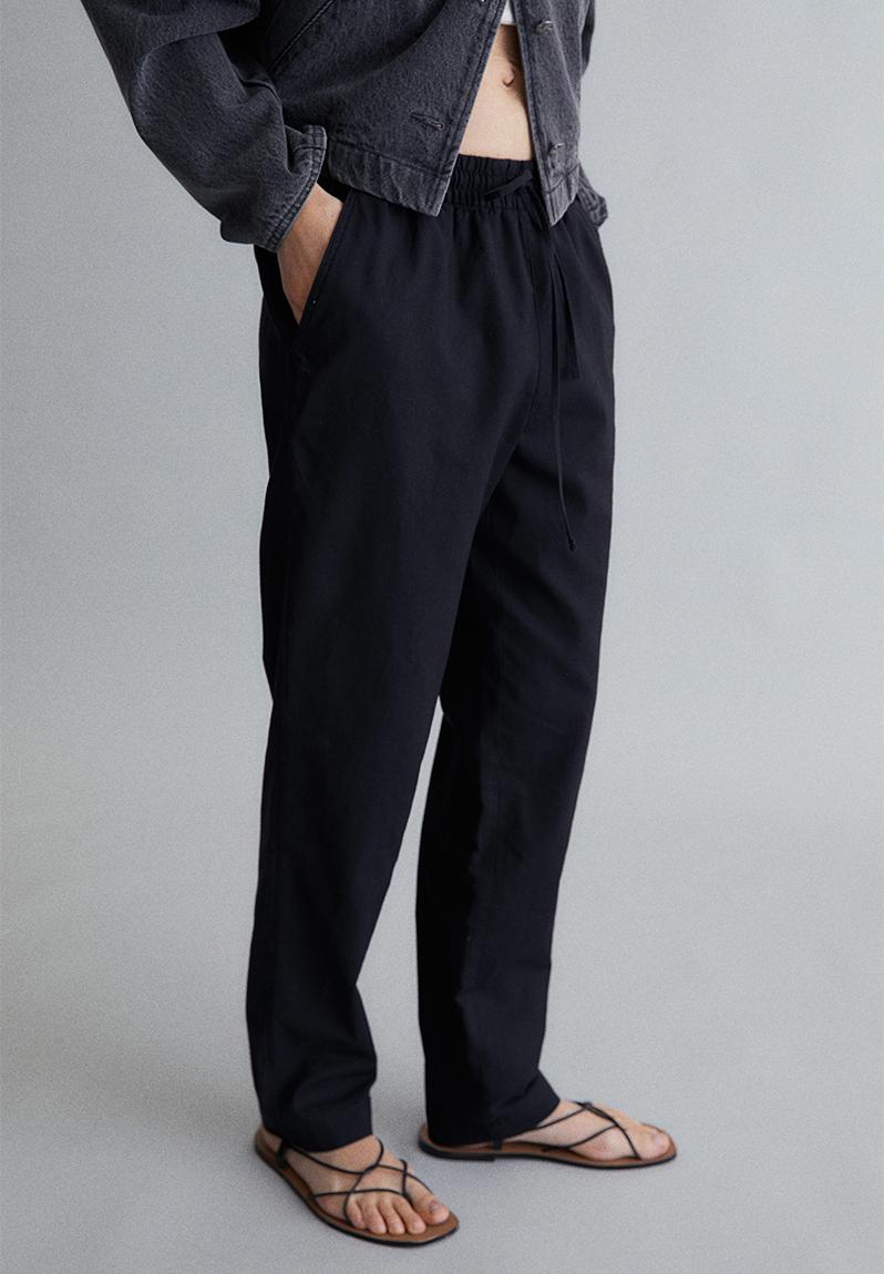 Linen-blend joggers - black - 1213659001 H&M Trousers | Superbalist.com