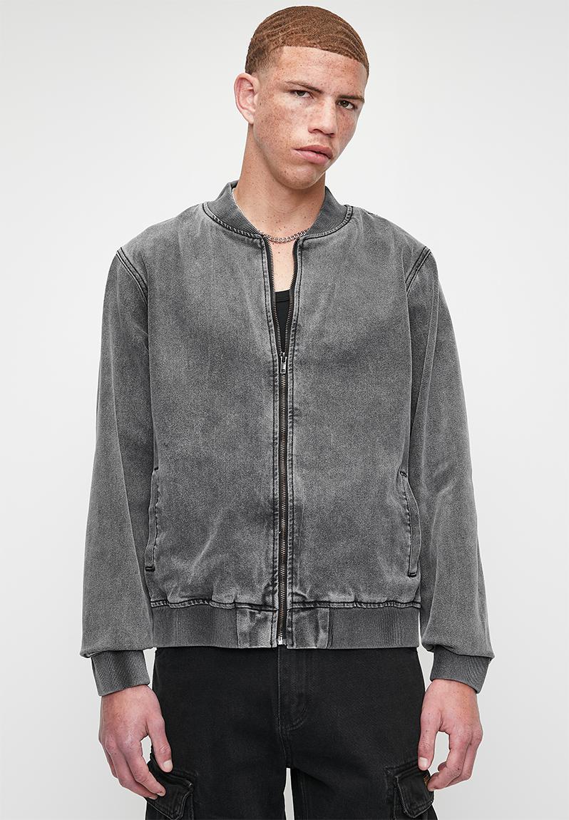 Washed denim bomber - black rinse