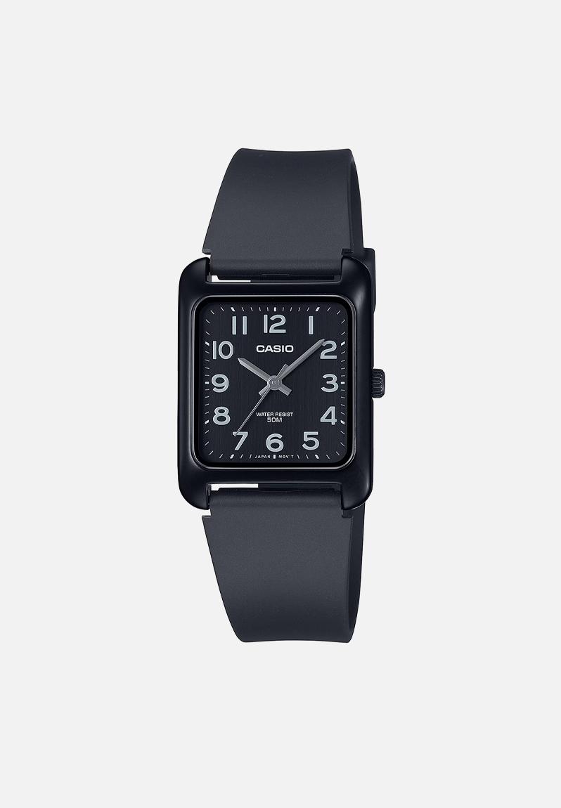 Analog white square number dial watch - black1