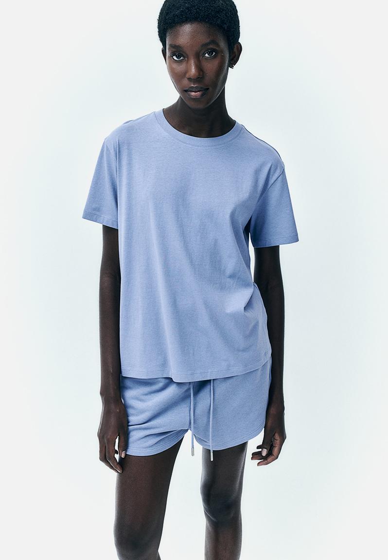 Cotton T-shirt - dusty blue - 0963662098