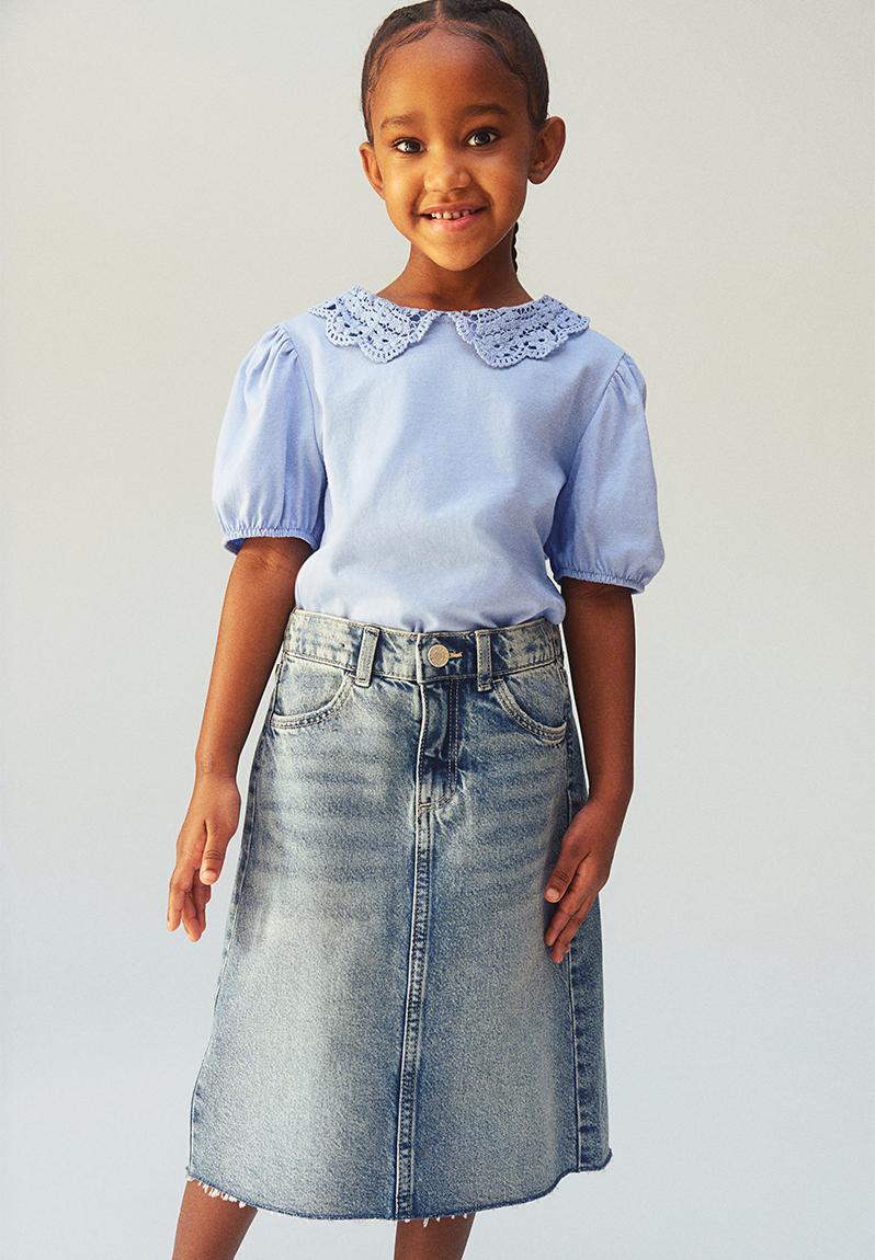 Collared jersey top - light blue - 1207496003 H&M Tops | Superbalist.com
