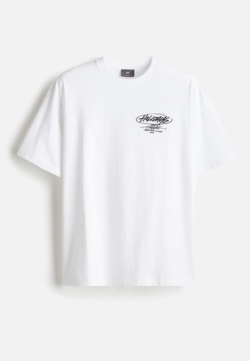 Loose fit printed t-shirt - white/holidays - 1034065095